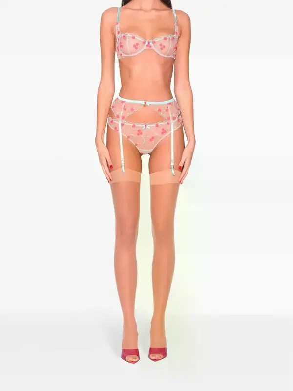 FLEUR DU MAL Rose And Vine Embroidered Thong