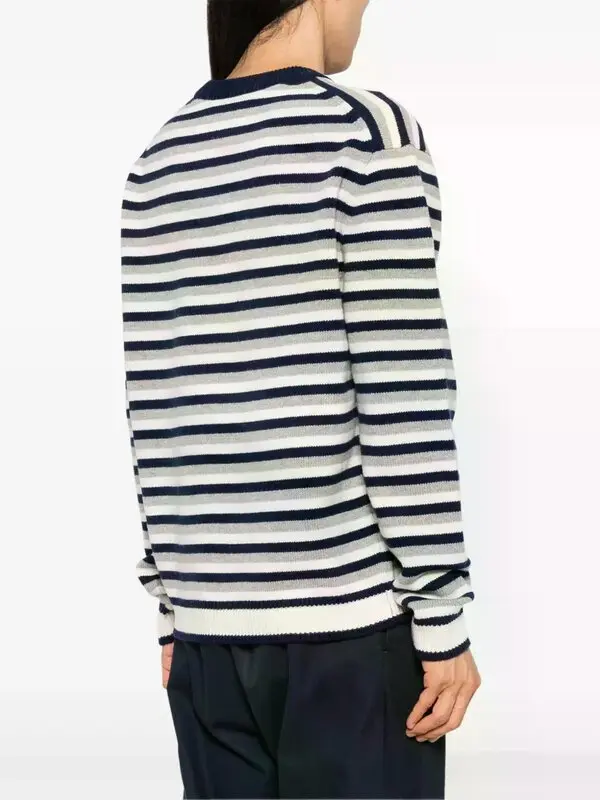 Maison Kitsuné Fox Head Intarsia Striped Jumper
