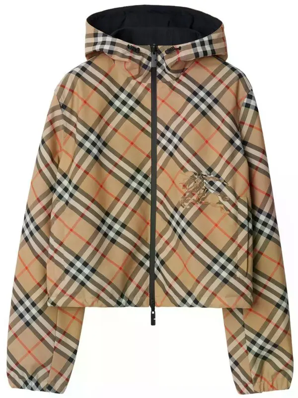 Burberry Cropped Reversible Check Jacket - Brown