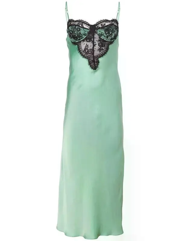 FLEUR DU MAL Frankie Lace Cupped Slip Dress - Green