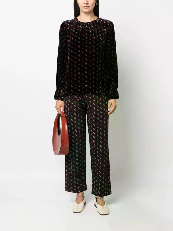 PIERRE-LOUIS MASCIA Graphic-print Velour Blouse
