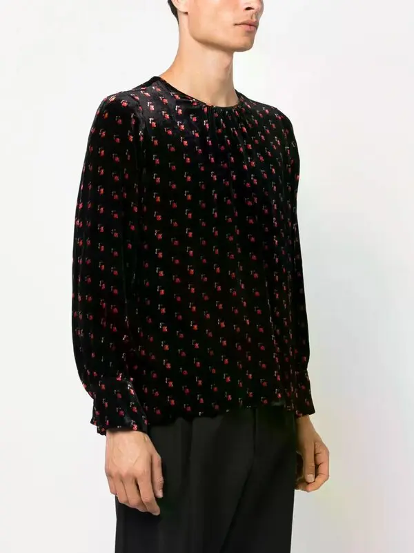 PIERRE-LOUIS MASCIA Graphic-print Velour Blouse