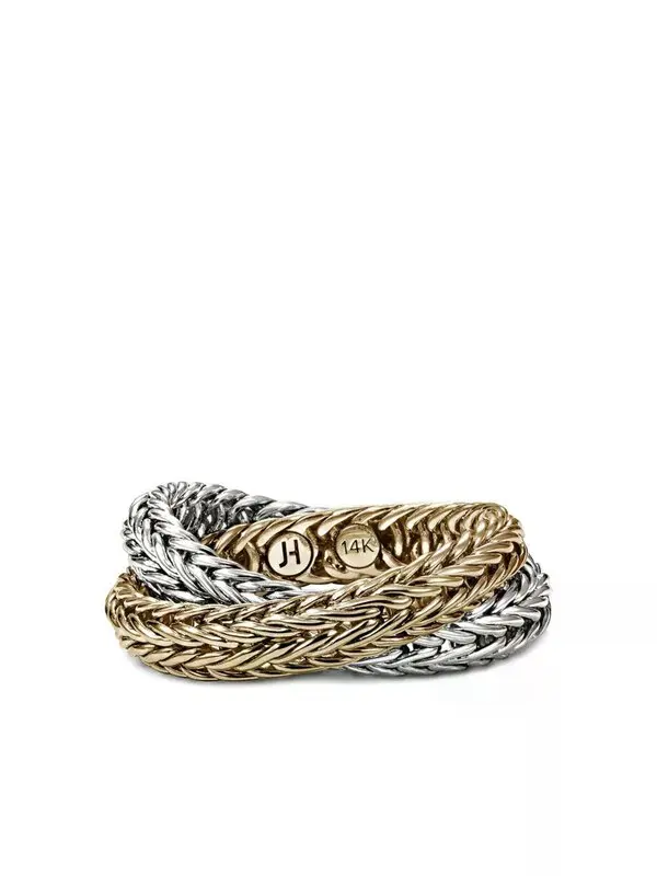 John Hardy 14k Yellow Gold And Sterling Kami Chain Crossover Ring - Silver