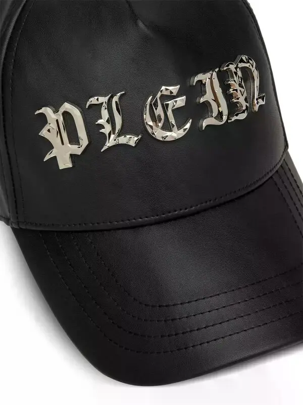 Philipp Plein Baseball Cap With Faux Leather Metal Lettering