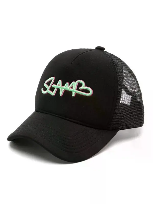 AMIR SLAMA Embroidered-logo Perforated Cap - Black