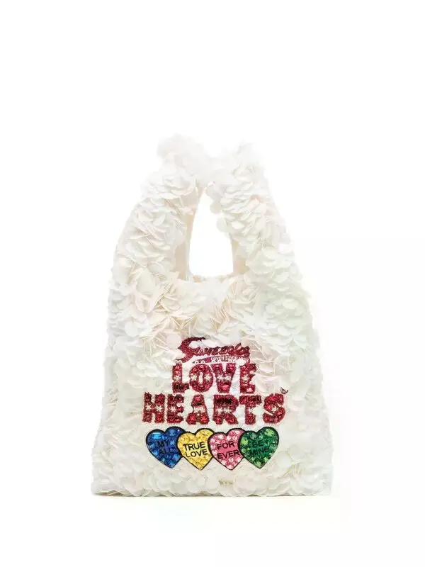 ANYA HINDMARCH Love Hearts Embroidered Tote Bag