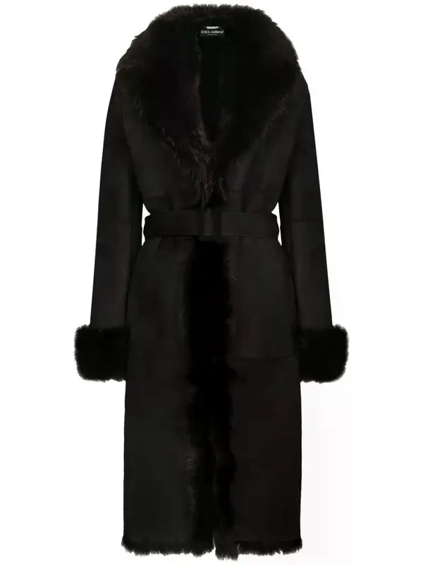 Dolce & Gabbana Belted Coat With Faux-fur Trim