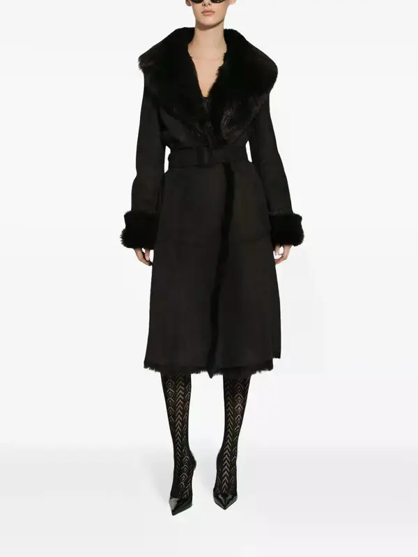 Dolce & Gabbana Belted Coat With Faux-fur Trim