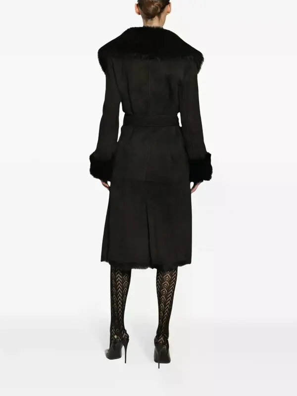 Dolce & Gabbana Belted Coat With Faux-fur Trim