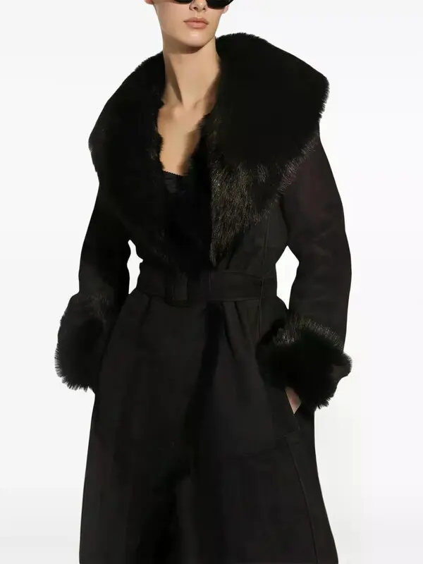 Dolce & Gabbana Belted Coat With Faux-fur Trim