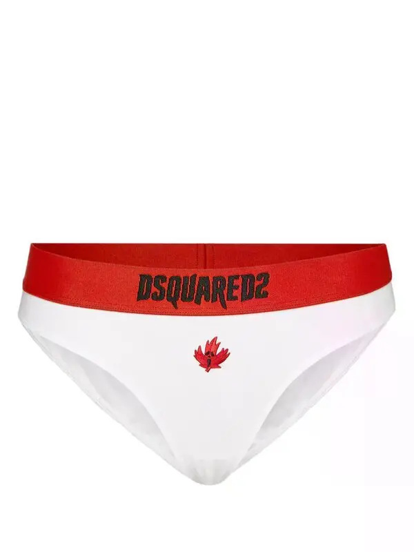 Dsquared2 Maple Leaf-embroidered Briefs - White