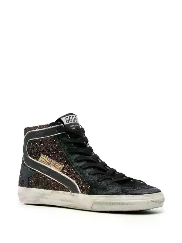 GOLDEN GOOSE Slide Glitter High-top Sneakers - Black