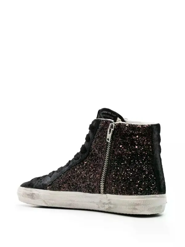 GOLDEN GOOSE Slide Glitter High-top Sneakers - Black