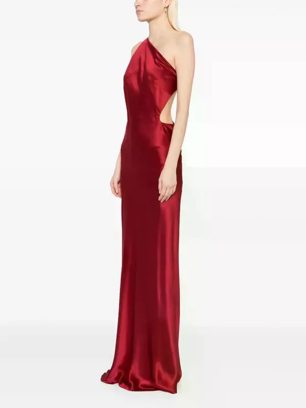 Michelle Mason Asymmetrical Silk Gown - Red