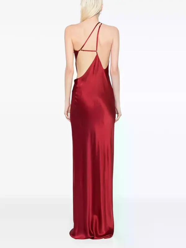 Michelle Mason Asymmetrical Silk Gown - Red