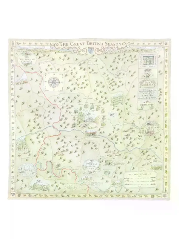 ASPINAL OF LONDON Great British Silk Scarf - Green
