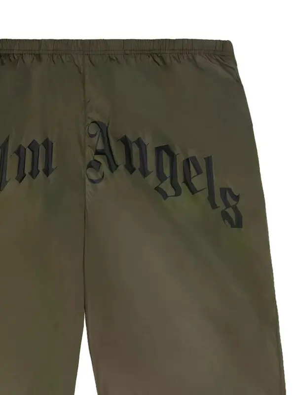 Palm Angels Curved-logo Swim Shorts - Green