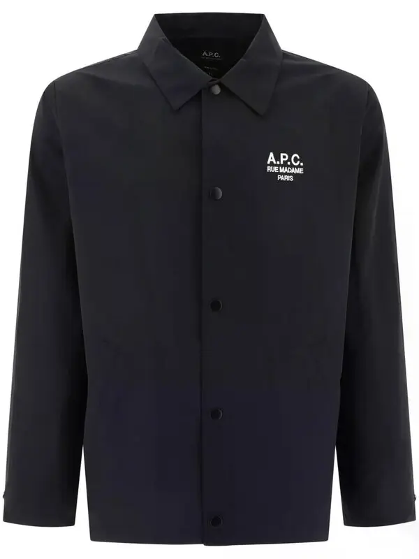 A.p.c. Regis Logo Embroidered Shirt Jacket - Black