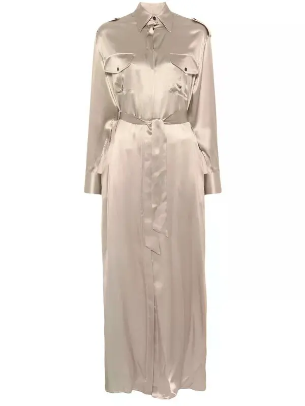 Kiton Silk Maxi Dress - Brown