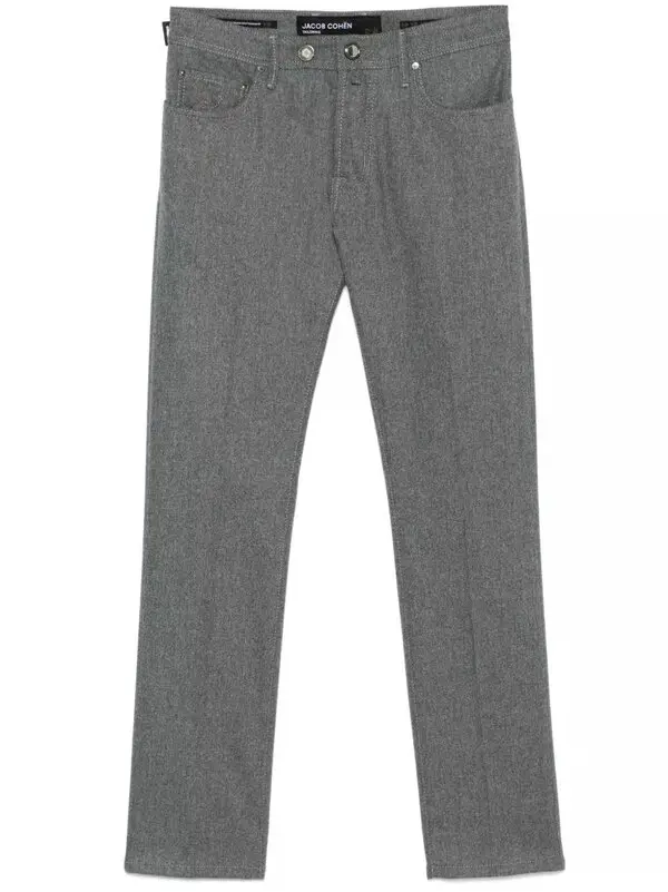 Jacob Cohen Bard Trousers Virgin Wool Flannel - Grey
