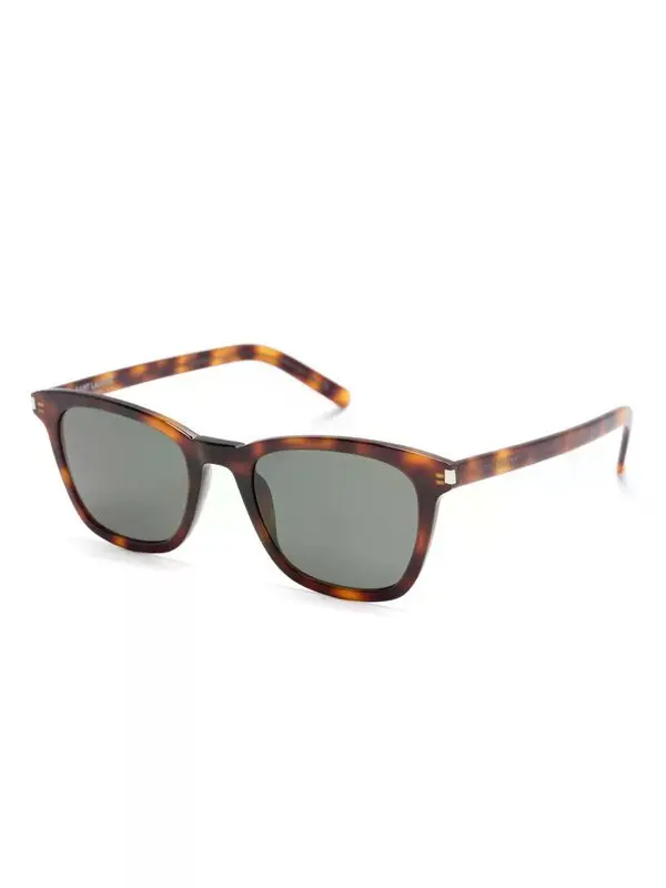 Saint Laurent Tortoiseshell Effect Square Frame Sunglasses