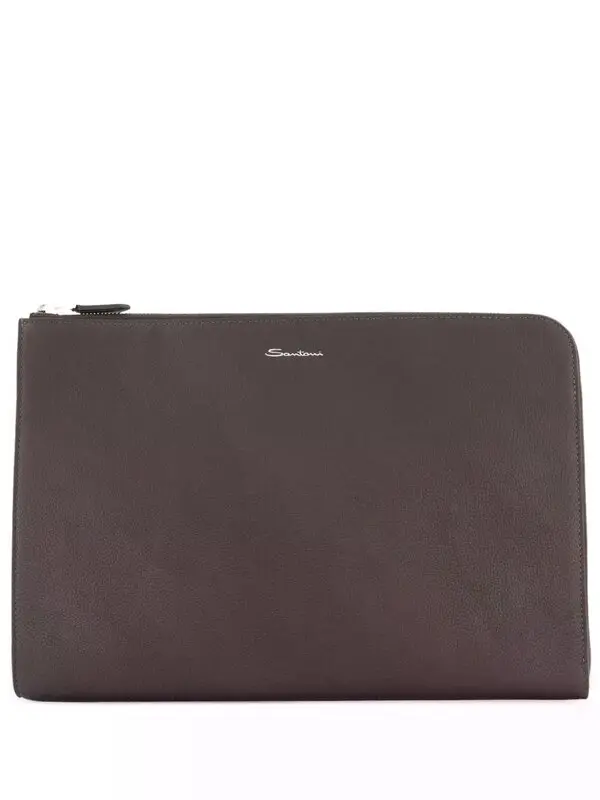 Santoni Logo-print Laptop Case - Brown