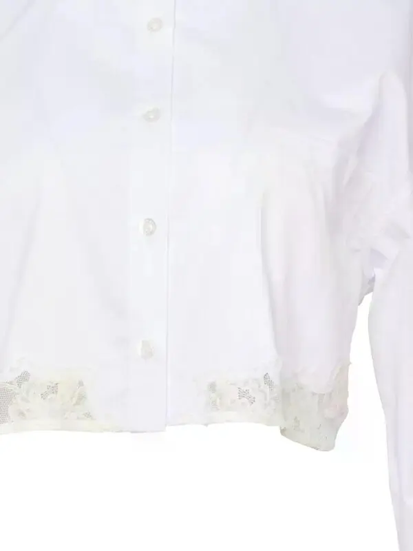 FLEUR DU MAL Poplin Cropped Shirt With Lace Trim