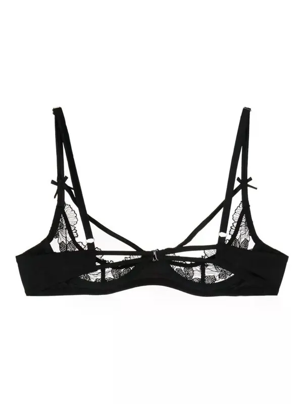 FLEUR DU MAL Sequin Violet Floral-lace Ouvert Bra