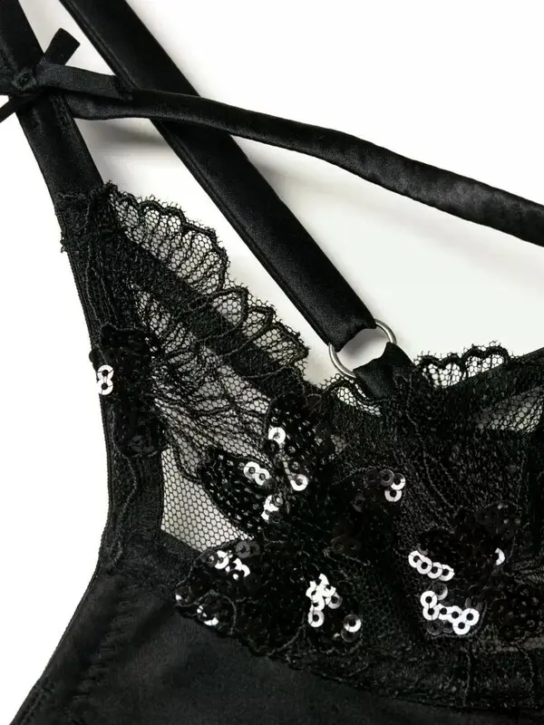 FLEUR DU MAL Sequin Violet Floral-lace Ouvert Bra