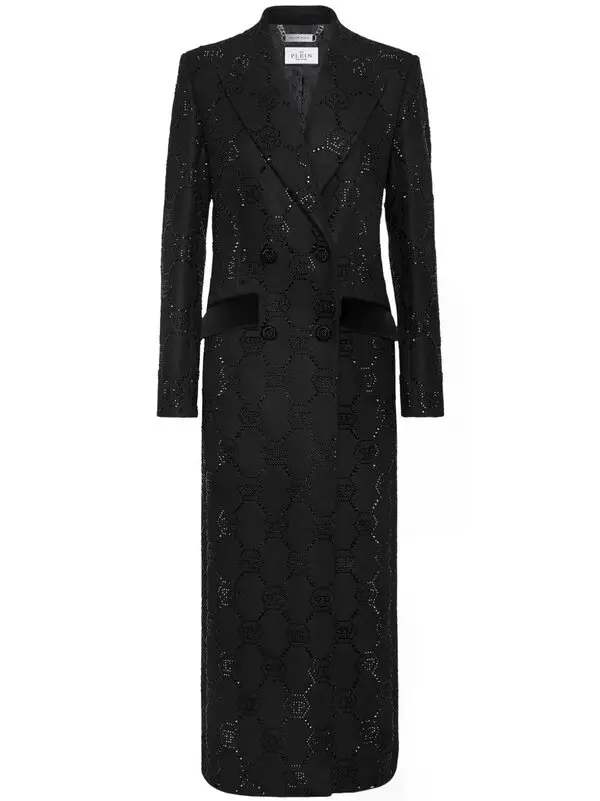 Philipp Plein Monogram Crystal Double-breasted Coat