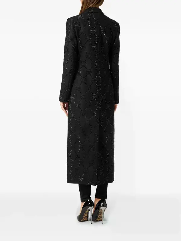 Philipp Plein Monogram Crystal Double-breasted Coat