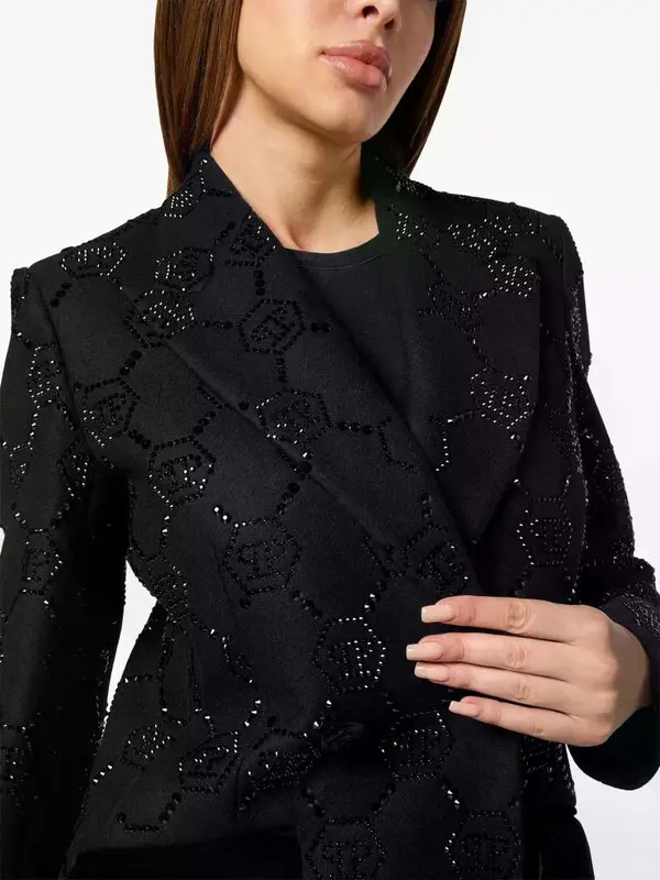 Philipp Plein Monogram Crystal Double-breasted Coat