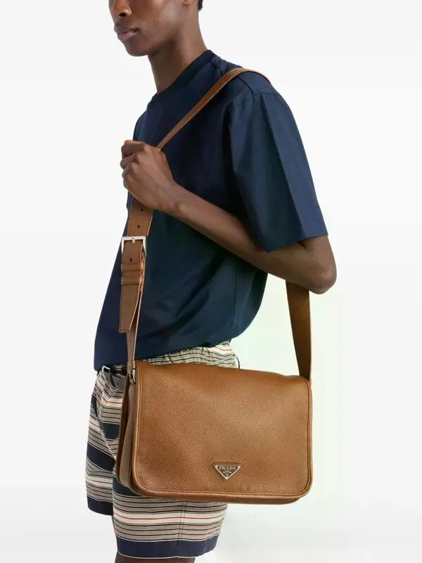 Prada Leather Messenger Bag - Brown