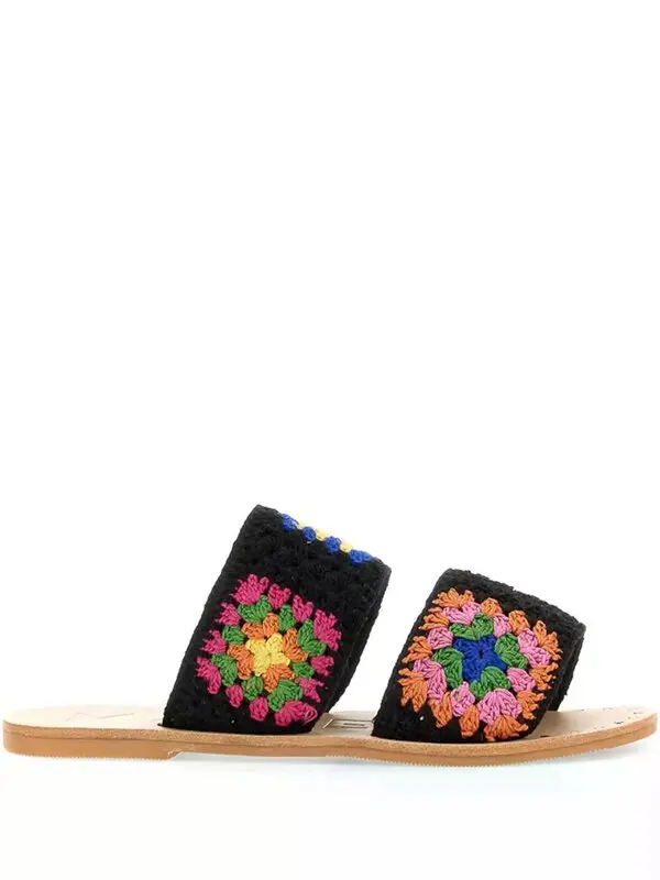 Manebí Cotton Crochet Sandals - Black