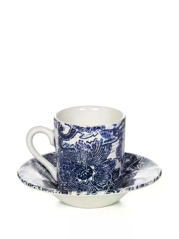 Ralph Lauren Faded Peony Coffee Cup And Saucer - Blue