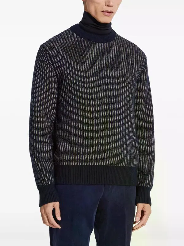 Zegna Two-tone Cashmere-silk Blend Jumper