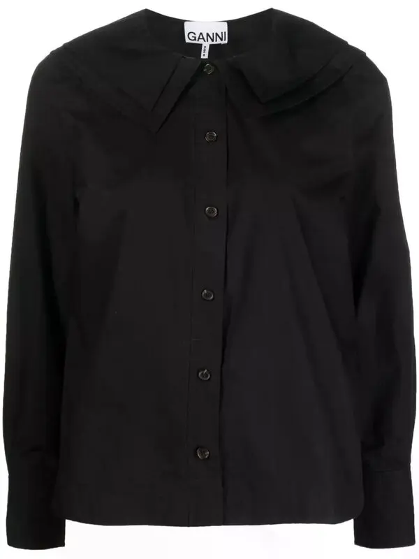 GANNI Layered Bib-collar Cotton Shirt