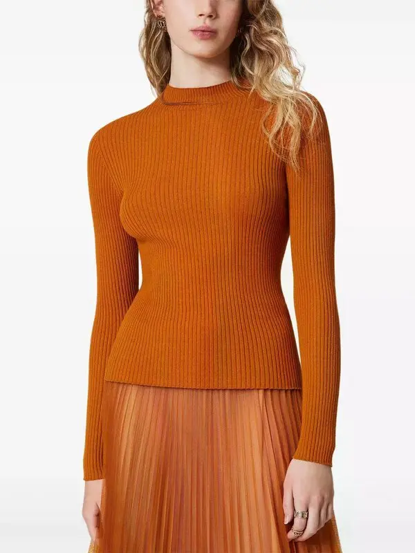 TWINSET Ribbed Knit Turtleneck Sweater