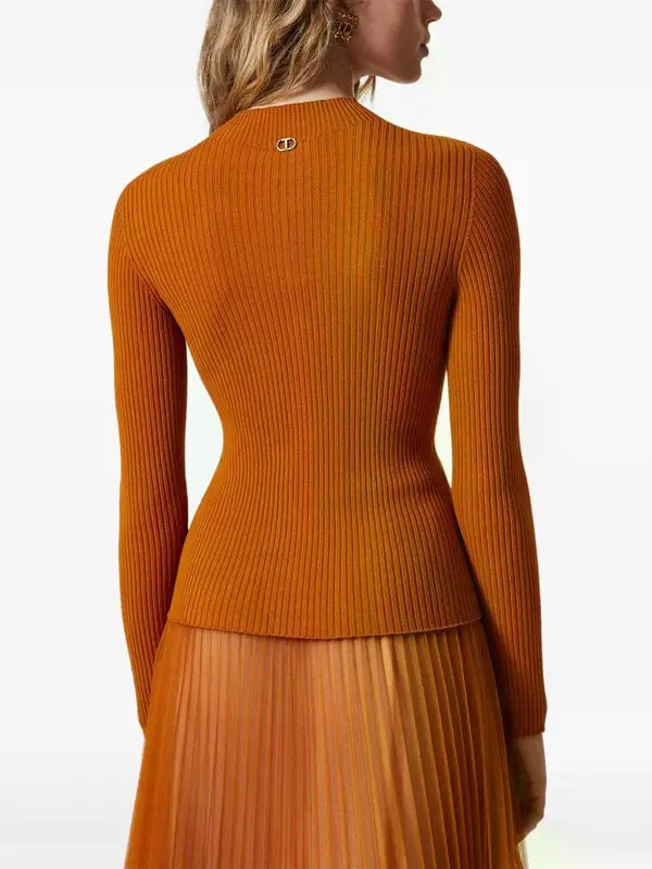 TWINSET Ribbed Knit Turtleneck Sweater