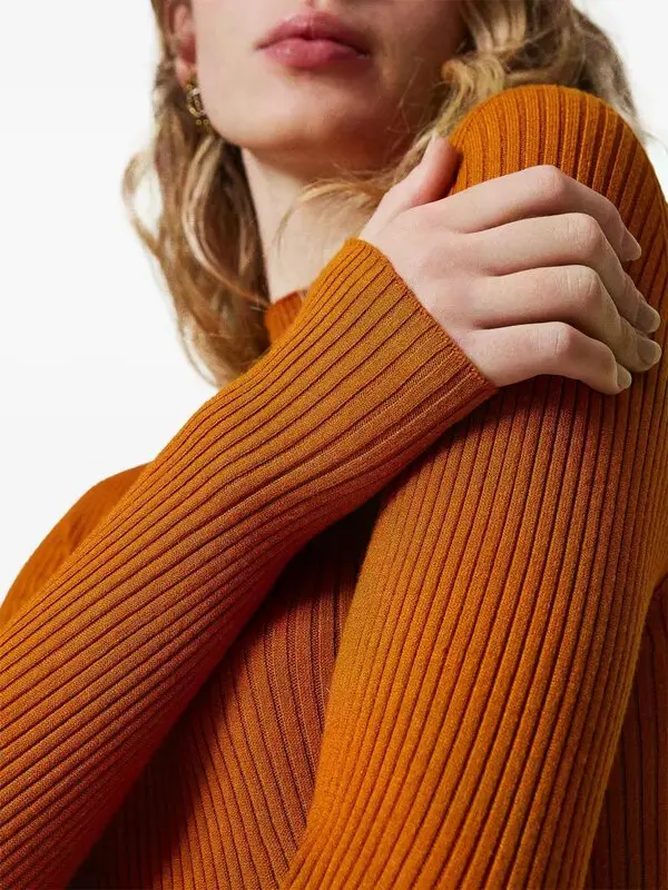 TWINSET Ribbed Knit Turtleneck Sweater