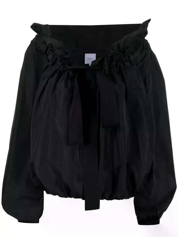 PATOU Drawstring-collar Organic-cotton Blouse - Black