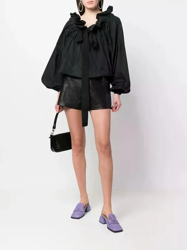 PATOU Drawstring-collar Organic-cotton Blouse - Black