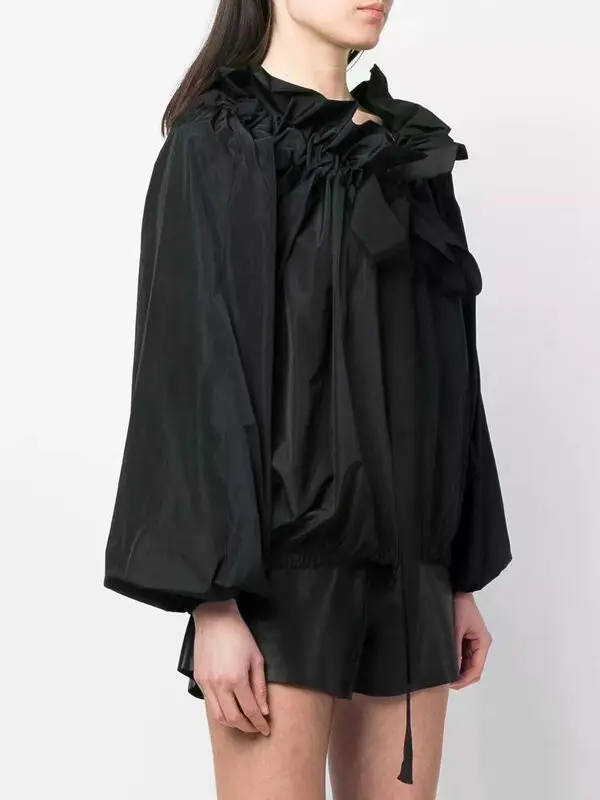 PATOU Drawstring-collar Organic-cotton Blouse - Black