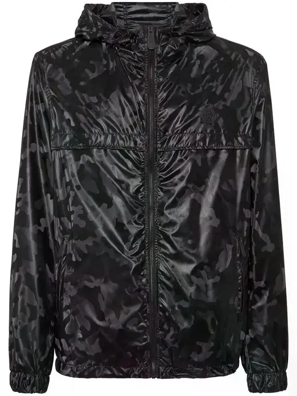 Philipp Plein Camouflage Print Hooded Windbreaker