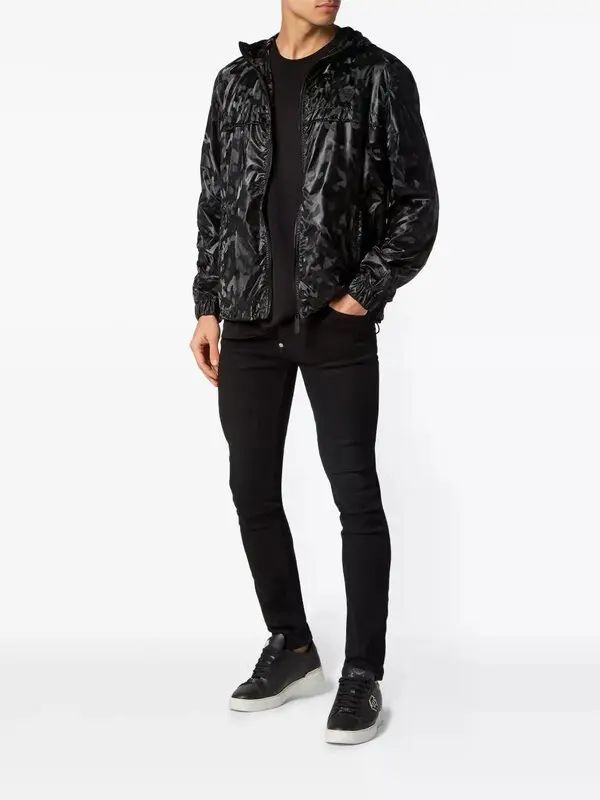 Philipp Plein Camouflage Print Hooded Windbreaker