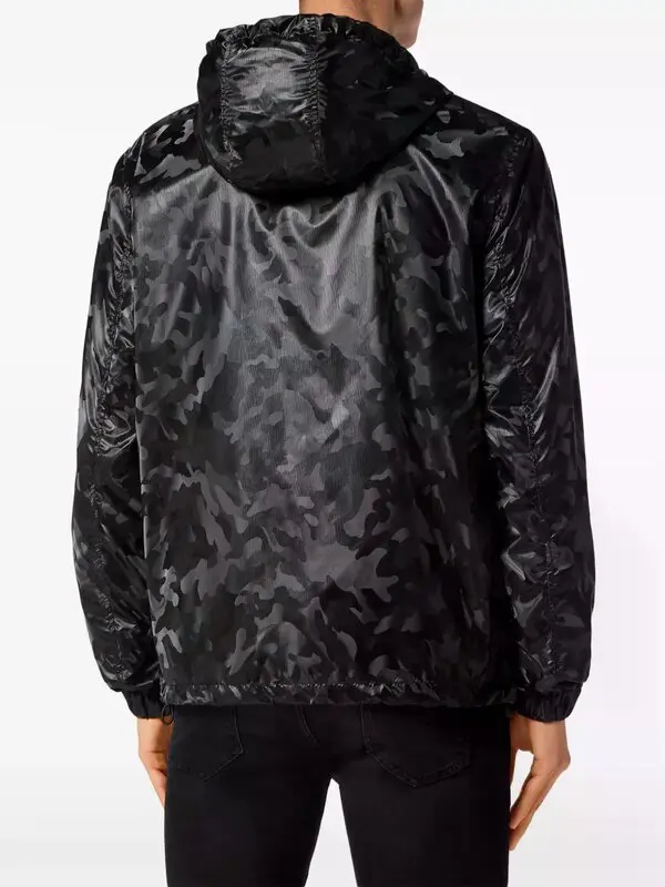 Philipp Plein Camouflage Print Hooded Windbreaker