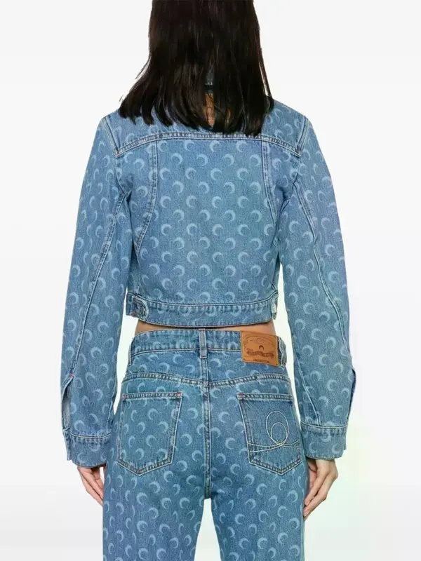MARINE SERRE Crescent Moon Print Denim Jacket - Blue