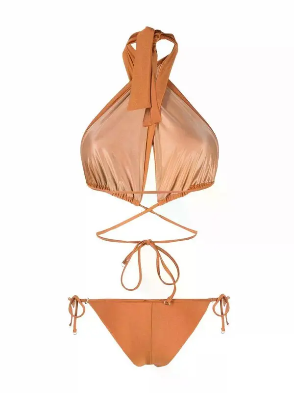 NOIRE SWIMWEAR High-shine Triangle-cup Bikini Set