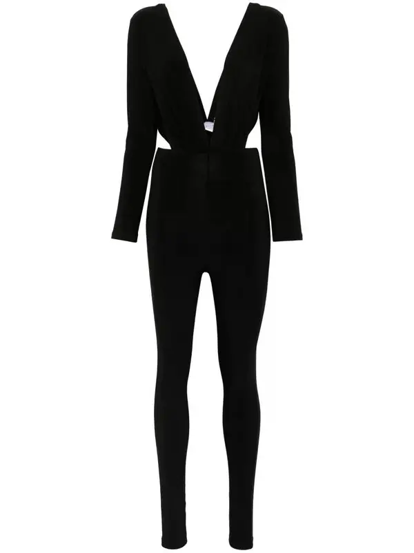 Alchemy Fashions Plunging V-neck Jumpsuit - Black