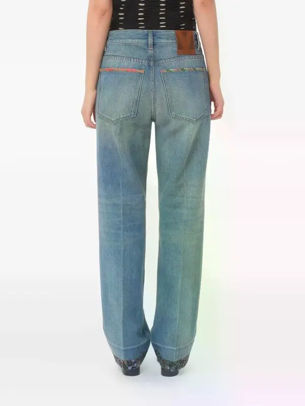 Valentino Garavani Floral-trim Jeans